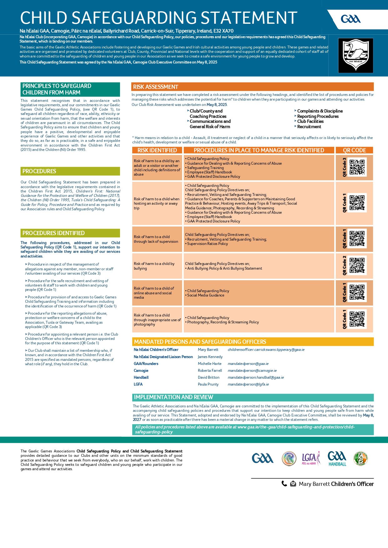 Child Safeguarding Statement - Carrick Swan Hurling, Football & Camogie ...